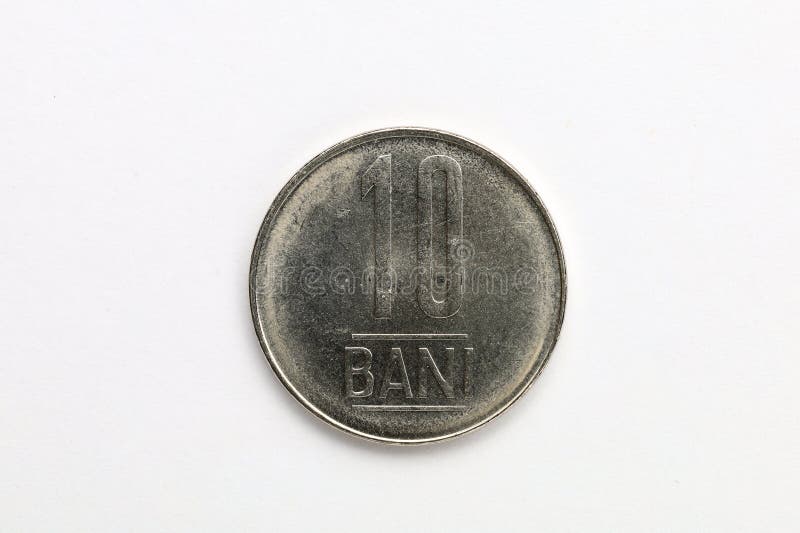 Close-up of Romanian 10 Bani Coin with Minimalistic Design Stock Image ...
