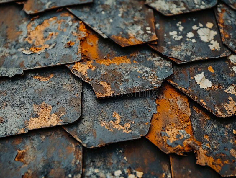 A Close Up of a Roof Covered in Rust and Peeling Paint Stock Image ...