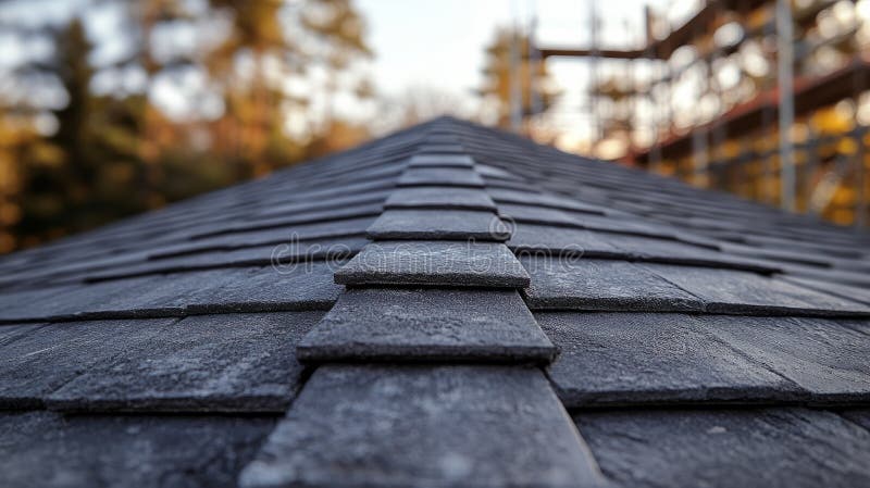 Close-up of Roof Shingles from a Dynamic Angle. Stock Image - Image of ...