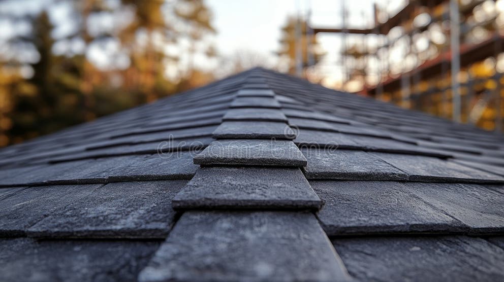 Close-up of Roof Shingles from a Dynamic Angle. Stock Image - Image of ...