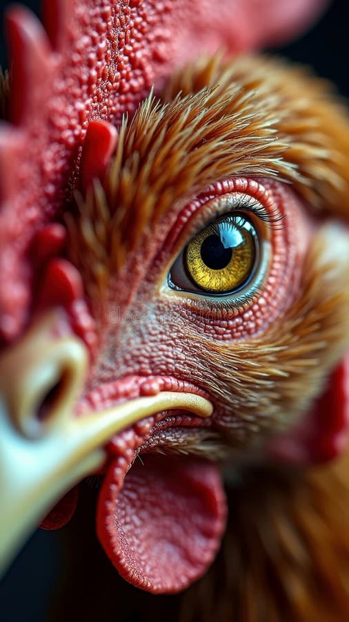 Close-up of Rooster S Eye and Comb Detailing Vibrant Colors and ...
