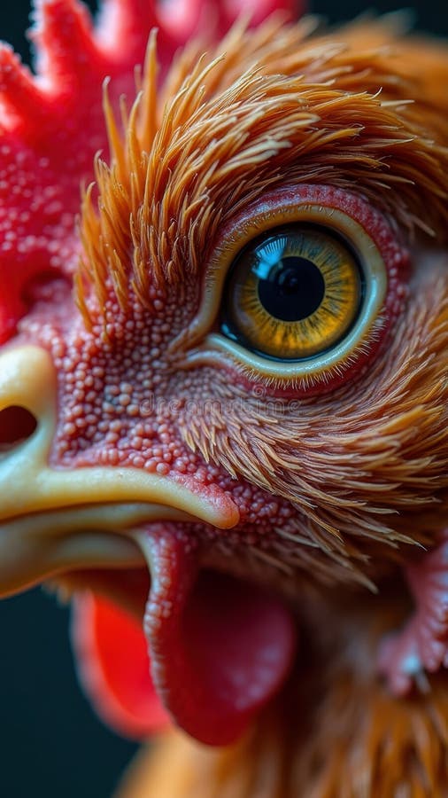 Close-up of a Rooster S Face with Details of Eye and Feathers Stock ...