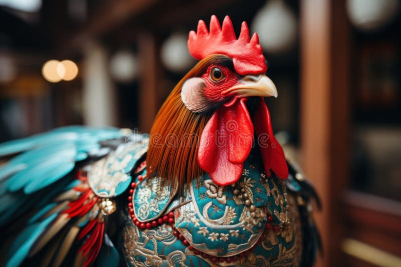 A Close Up of a Rooster on a Table. Generative AI Image. Stock ...