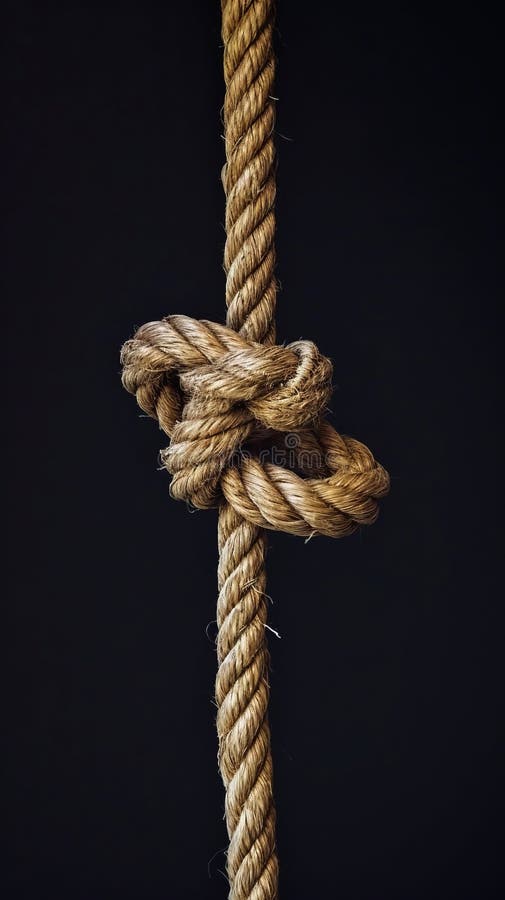 Close-Up of Rope on Black Background Stock Image - Image of strands ...