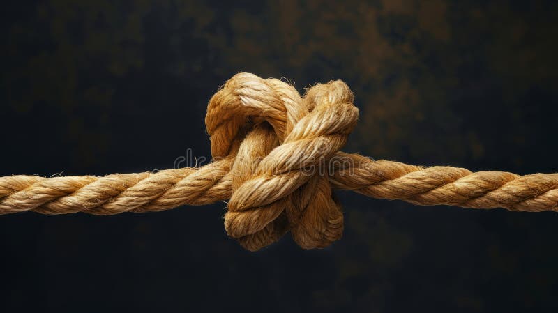 Close-Up of a Rope with a Knot, Detailed View of a Securely Tied Knot ...
