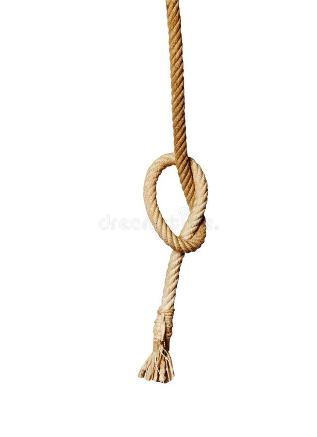 Close-up of Rope with Knot Isolated on White Stock Image - Image of ...