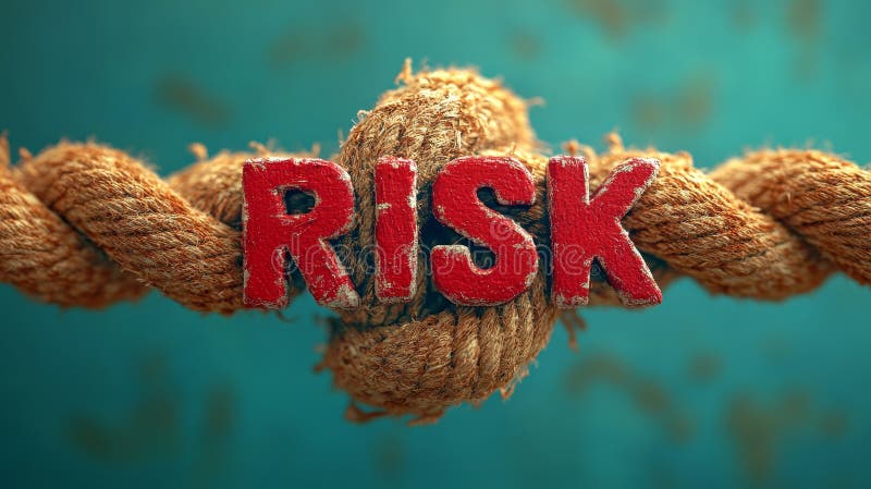 A Close-up of a Rope Knot with the Word RISK Vividly Displayed ...