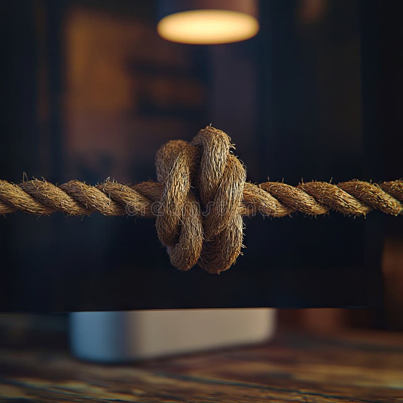 A Close Up of a Rope Tied in a Knot on a Table Stock Image - Image of ...