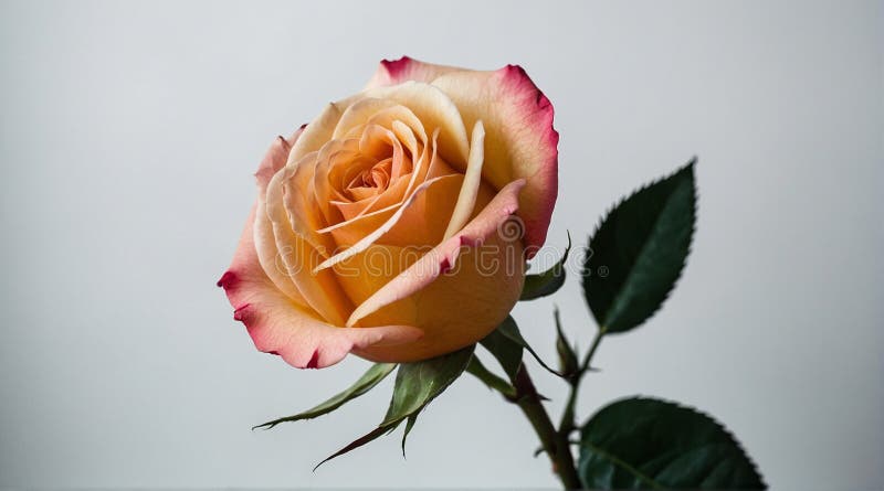 Close-Up of a Rose Against a Plain White Background Stock Illustration ...