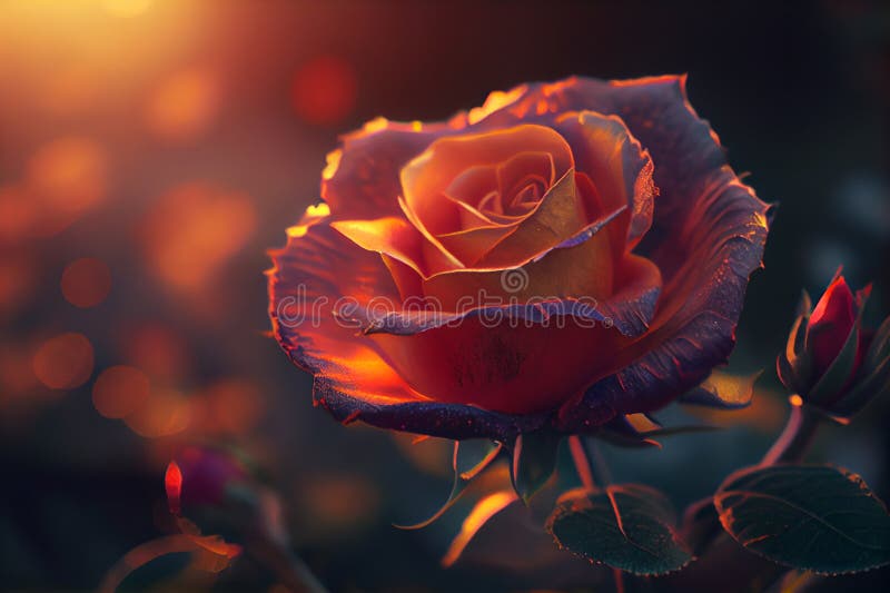Close Up of Rose during Sunrise Made.generative Ai Stock Image - Image ...