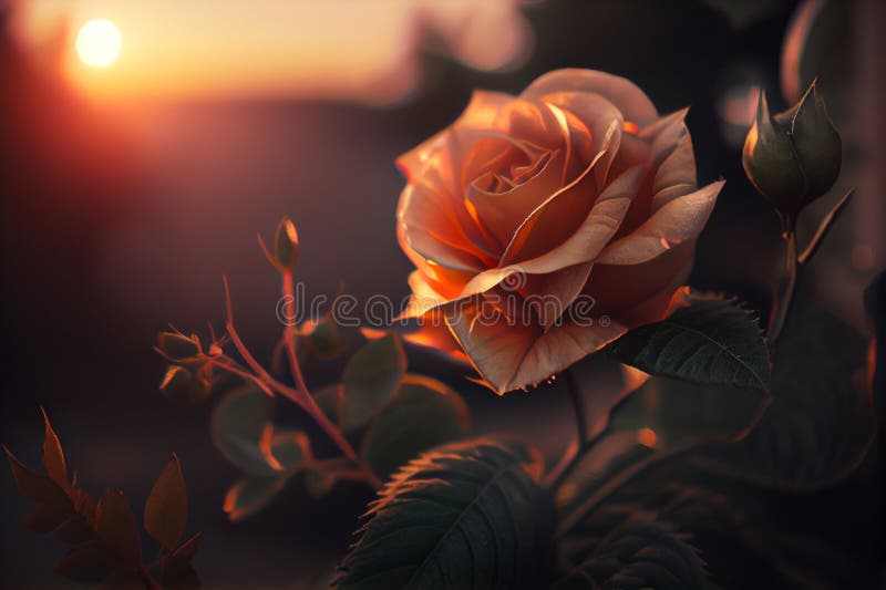 Close Up of Rose during Sunrise Made.generative Ai Stock Illustration ...