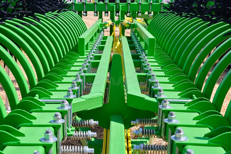Close-up of a Rotary Harrow Green Color for Processing an Agricultural ...