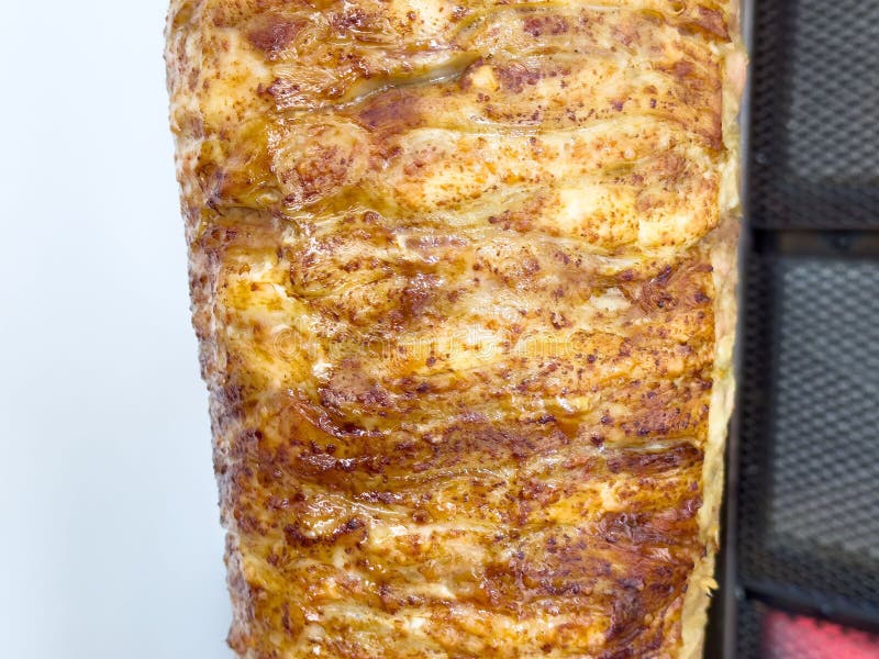 Close-up of Rotating Shawarma Meat on Vertical Grill Spit Stock Image ...