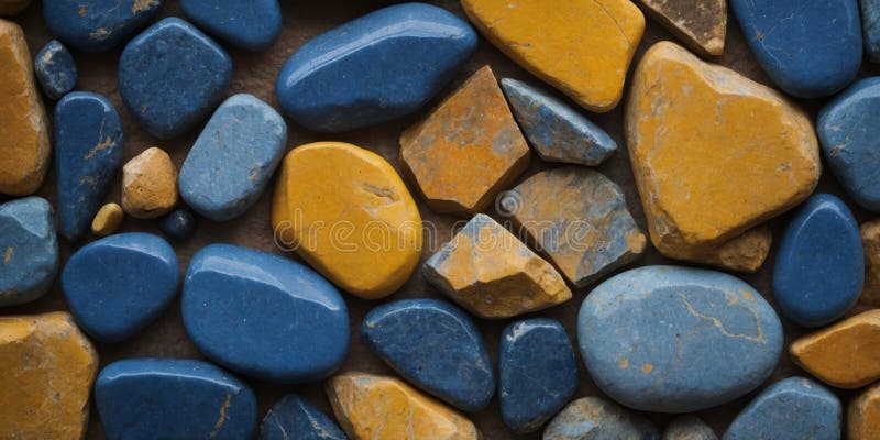 Close Up of Rough Blue and Golden Stone Structure. Stock Image - Image ...