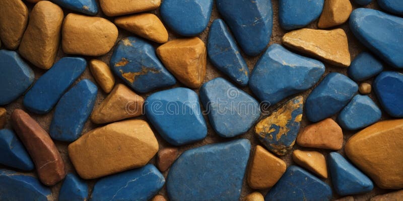 Close Up of Rough Blue and Golden Stone Structure. Stock Image - Image ...