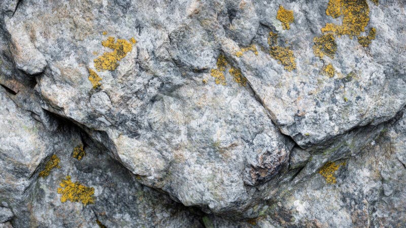 Close-up of Rough Grey Rock with Yellow Lichen Stock Illustration ...