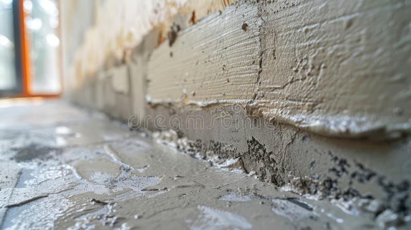 Close-up of a Rough Plastered Wall, Construction in Progress. Stock ...
