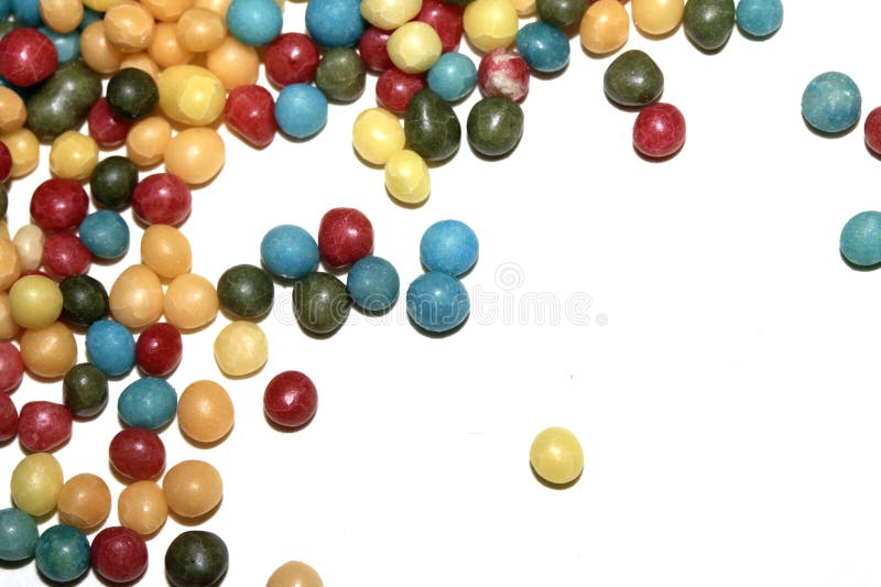 Close Up of Round Ball Sugar Ice Cream Cake Decorations on a White ...