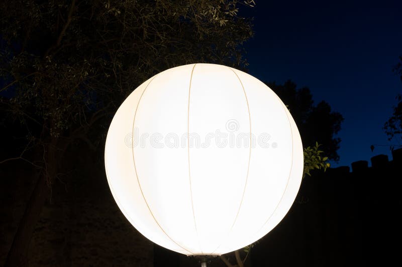 Close Up of Round Bright Light Shade Lighted Up in the Darkness Stock ...