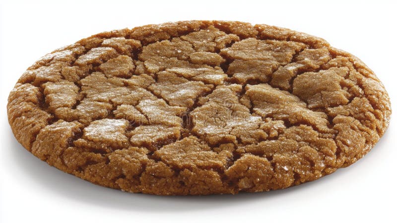 Close Up of a Round Brown Sugar Cookie with a Crackled Surface on White ...