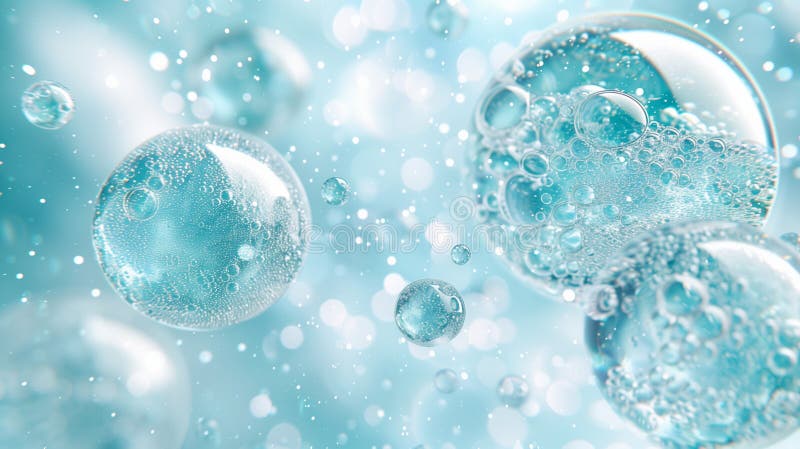 Close-up, Round Bubbles Float in Clear Water Stock Illustration ...