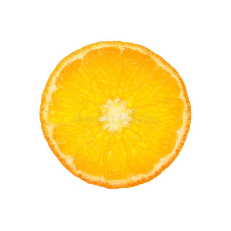 Close Up Round Cut Slice of Orange Over White Stock Photo - Image of ...