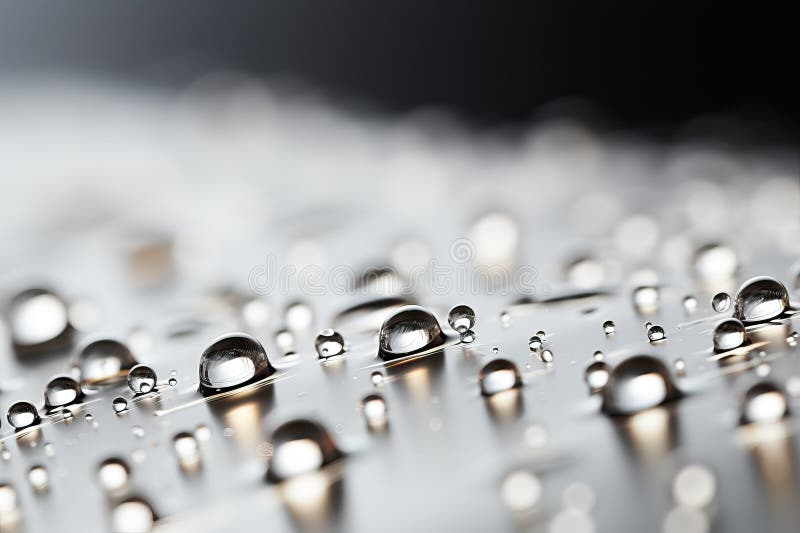 Close Up of Round Drops on Gray Background, Gray Wallpaper with Water ...