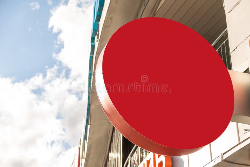 Close-up of Blank Round Signboard of Red Color Stock Photo - Image of ...