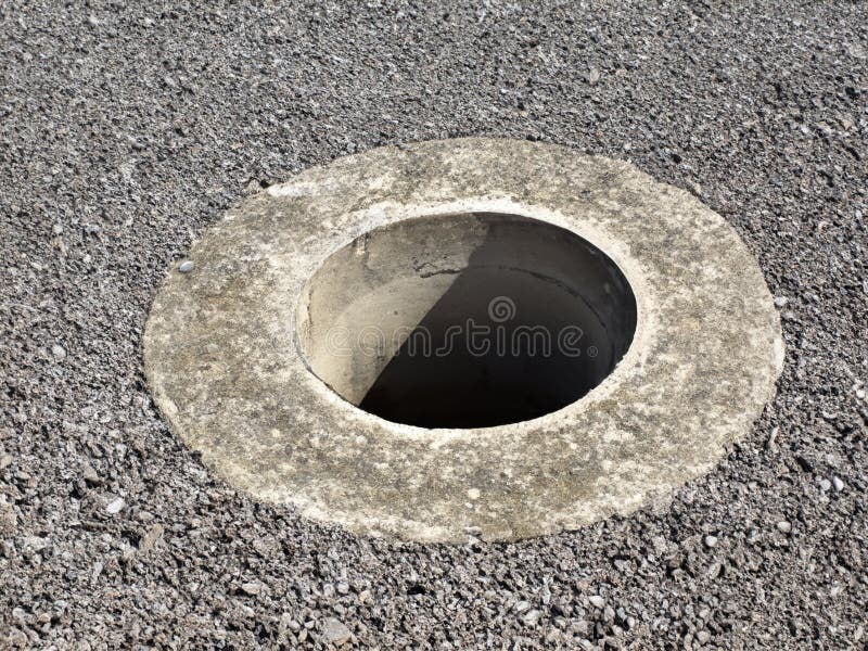 Round Hole with Concrete Pavement Stock Image - Image of concrete ...