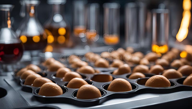 Close-Up of Round Objects in a Laboratory Setting Stock Illustration - Illustration of objects ...