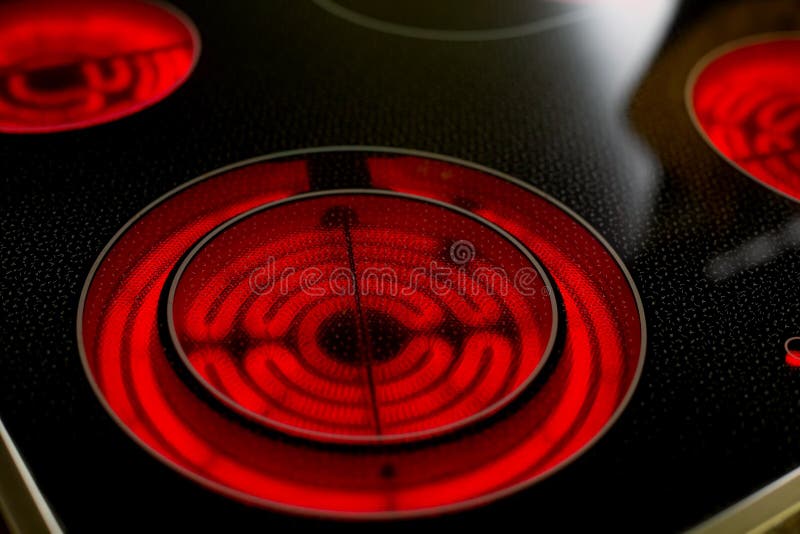 Close-up of a Round Red Glowing Induction Stove Stock Image - Image of ...