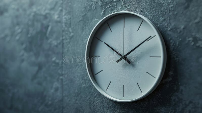 Close-up of a Round Wall Clock on a Textured Gray Wall. Stock Photo ...