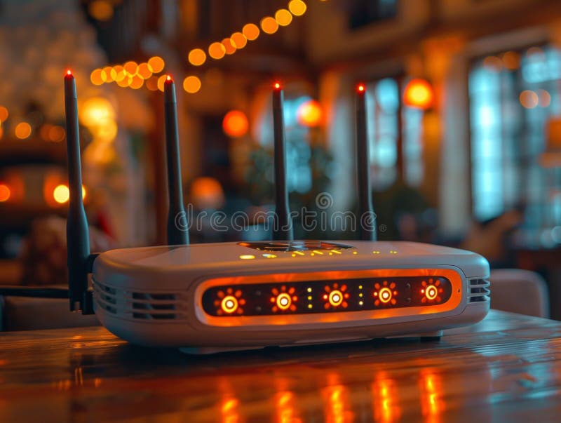 Close Up of Router on Table Stock Photo - Image of broadband, device ...