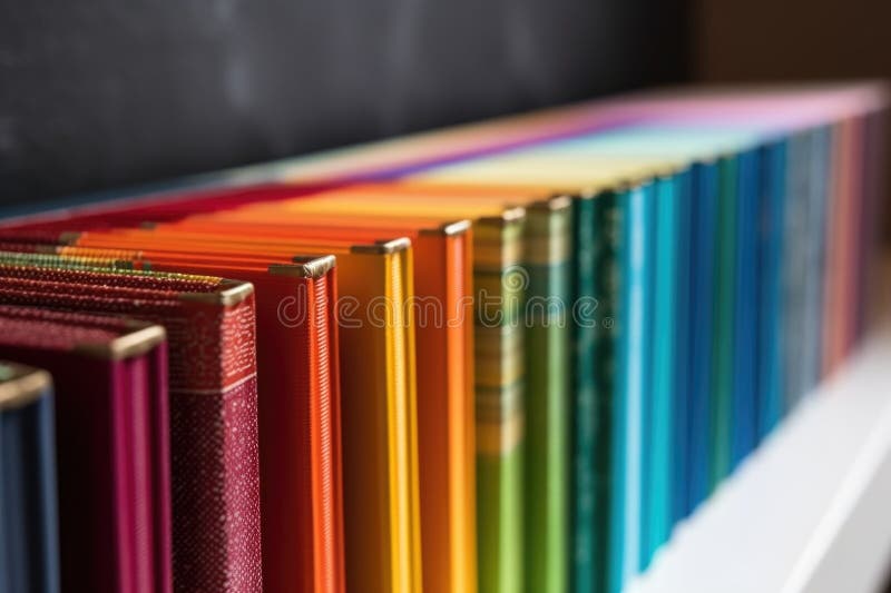 Close-up of a Row of Books with Colorful Spines Stock Illustration ...
