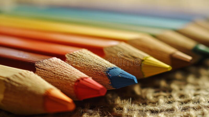 Close Up Row Colored Pencils Art Creative Projects Stock Photos - Free ...