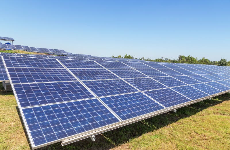 Close Up Rows Array of Solar Cells or Photovoltaics in Solar Power ...
