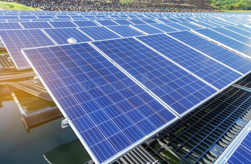 Close Up Rows Array of Solar Cells or Photovoltaics in Solar Power ...