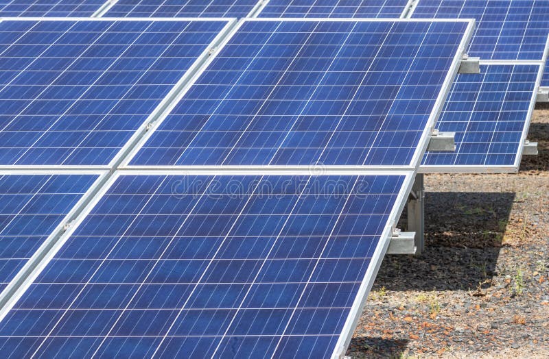 Close Up Rows Array of Solar Cells or Photovoltaics in Solar Power ...