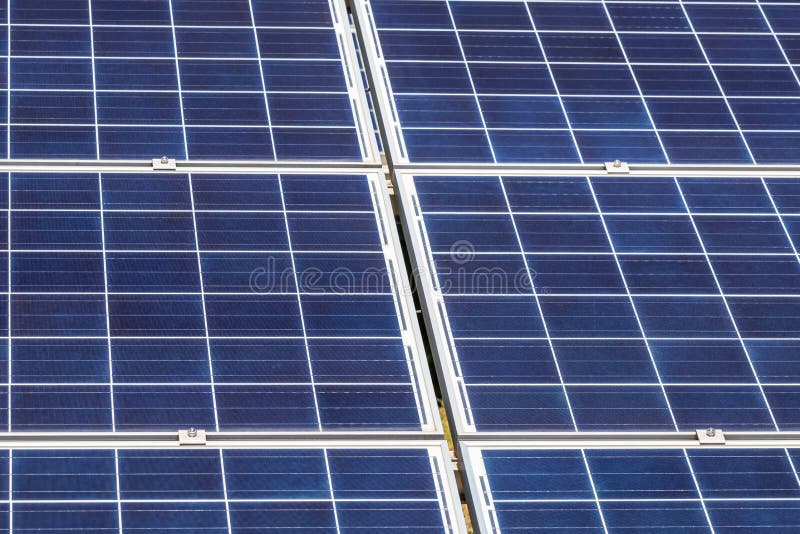 Close Up Rows Array of Solar Cells or Photovoltaics in Solar Power ...