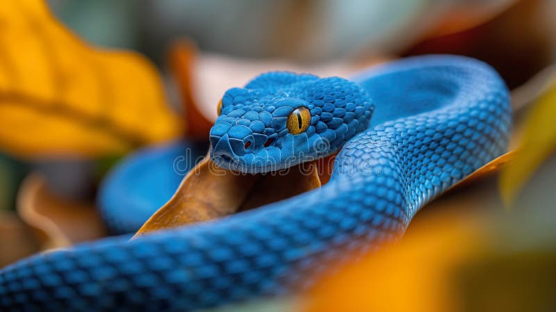 Close Up of a Royal Blue Snake. Stock Illustration - Illustration of ...