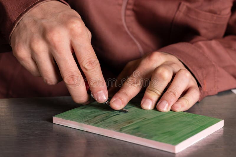 Close Up of Rubber - Linoleum Carving for Relief Printmaking. Handmade ...