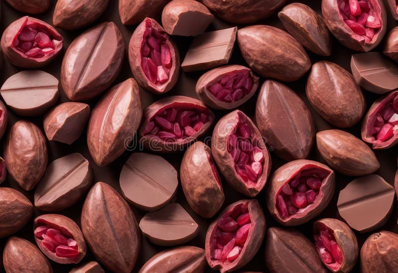 A Close-up of Ruby Chocolate Pieces in Different Shapes and Sizes Stock ...