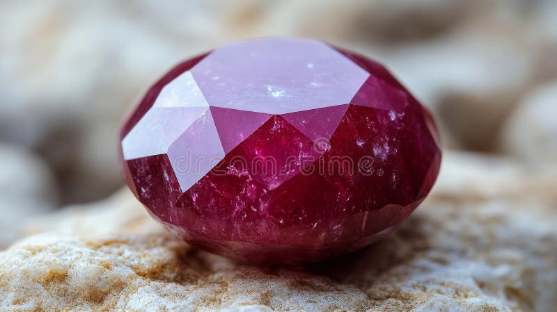 Close-Up of a Ruby Gemstone on a Stone Surface Stock Illustration ...