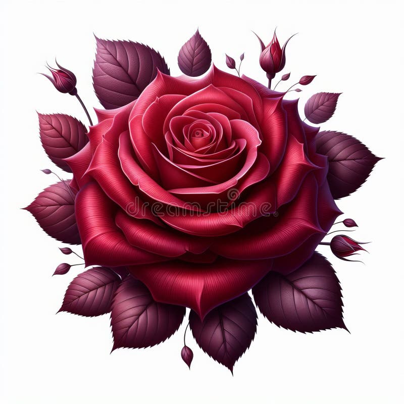 A Close Up of a Ruby Red Rose with Delicate Petals, Isolated O Stock ...