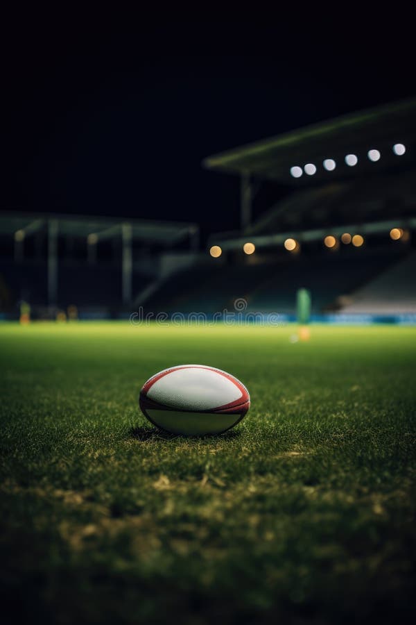 Close Up of Rugby Ball on Rugby Field, Created Using Generative Ai ...