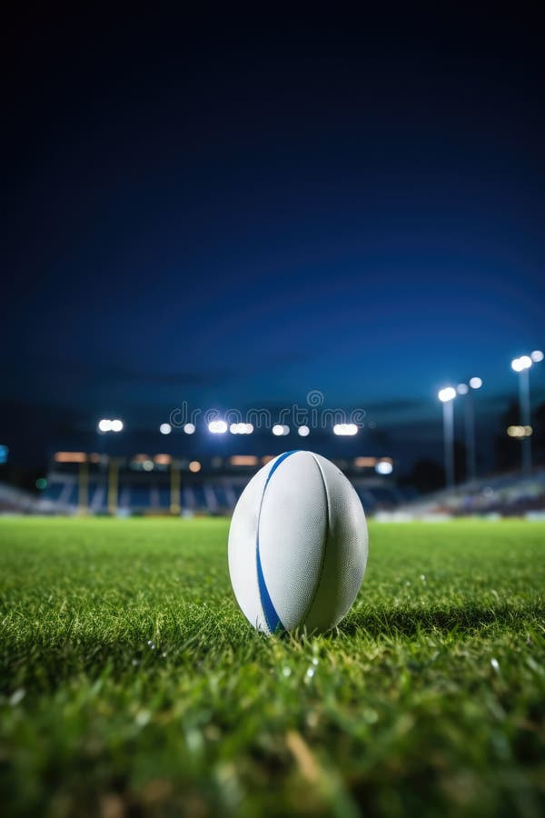 Close Up of Rugby Ball on Rugby Field, Created Using Generative Ai ...