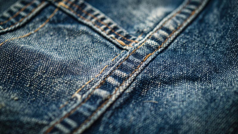 Close-up of Rugged Denim with Detailed Threading Stock Illustration ...