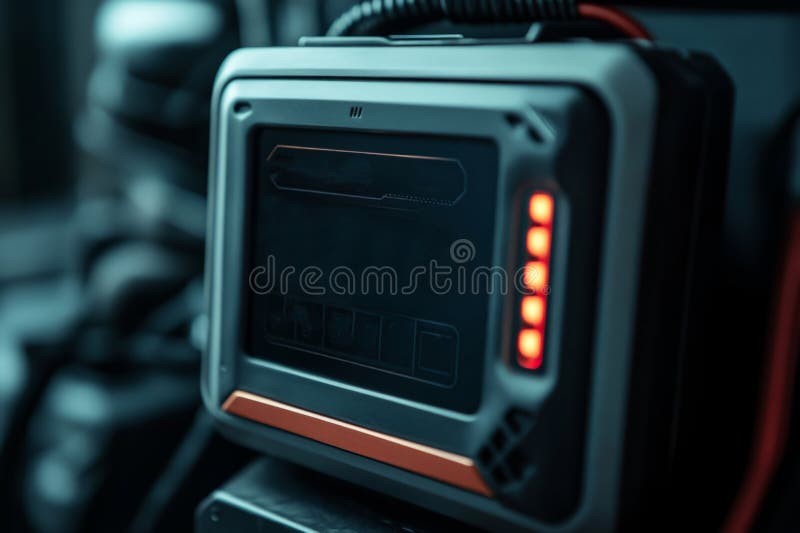 Close-up of a Rugged and Futuristic Tablet Computer Displaying a ...