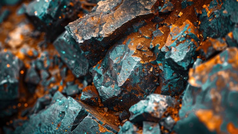 Close-up of Rugged Metallic and Rusted Rock Surface with Detailed ...