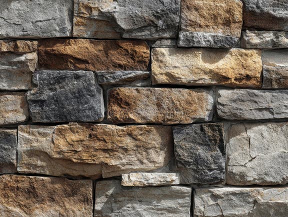 Close-up of a Rugged, Textured Stone Wall Made of Grey, Irregularly ...